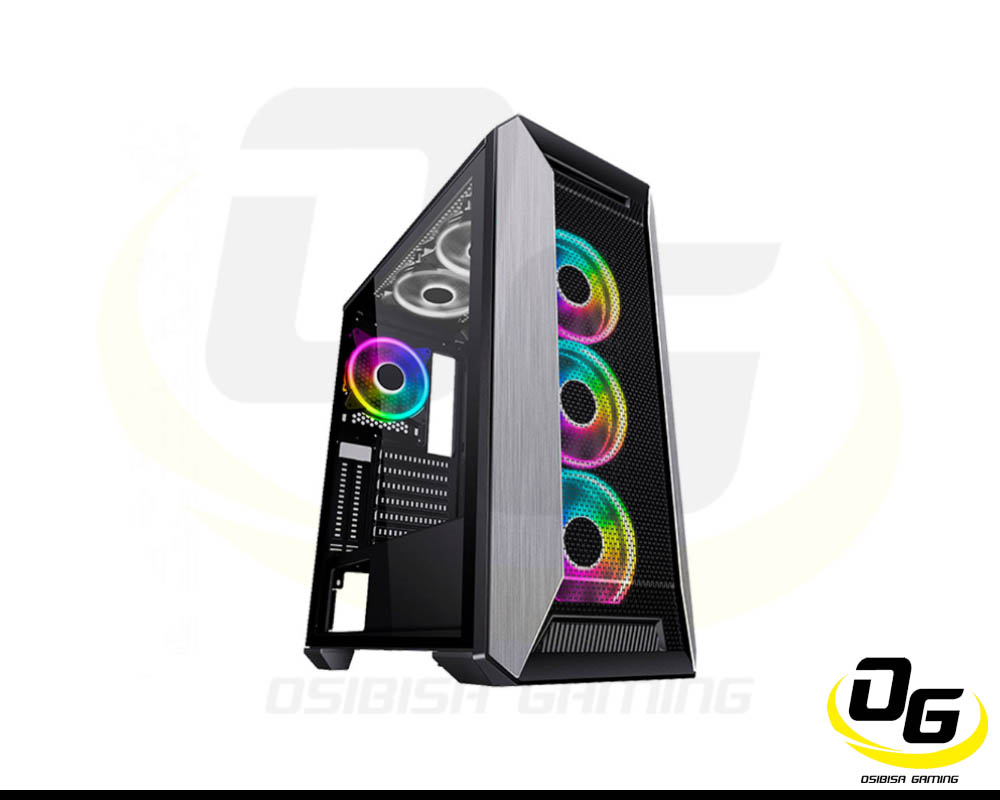 CASE HALION STEEL | 1 PANEL VIDRIO | RGB | S/ FUENTE - Osibisa Gaming